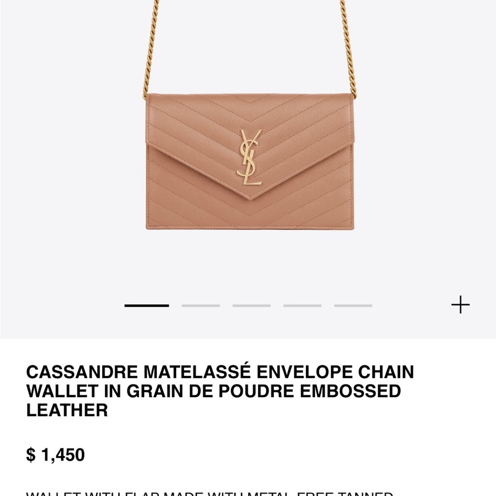 Ysl Cassandre Matelass Envelope Chain Wallet - Gem